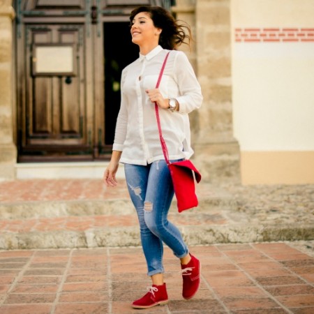 Red desert boots for women. Authentic high quality boots