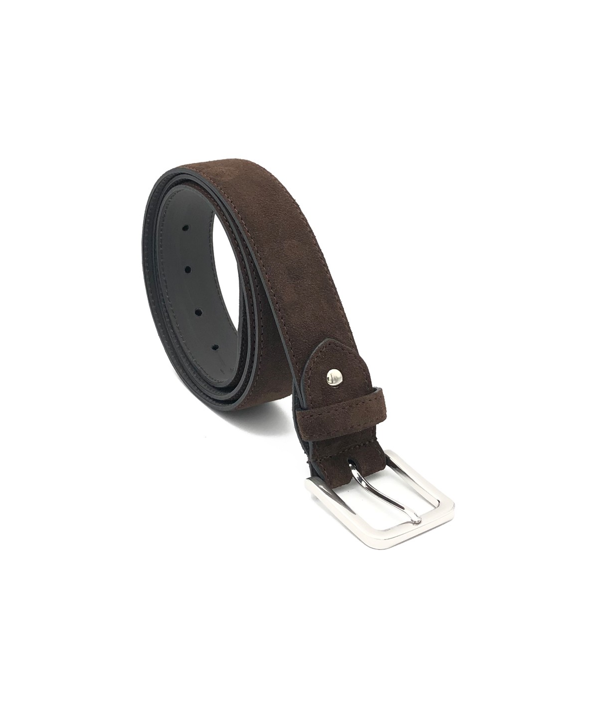 Cinturón marrón piel serraje