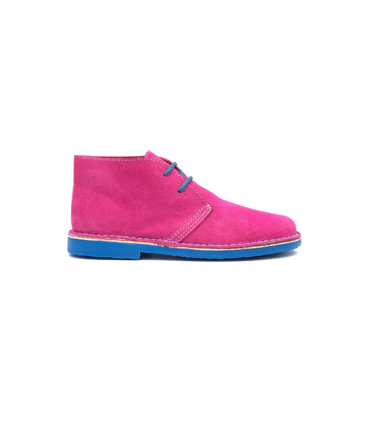 Botas safari Bicolor fucsia-celeste para hombre. Nadie las esperaba.