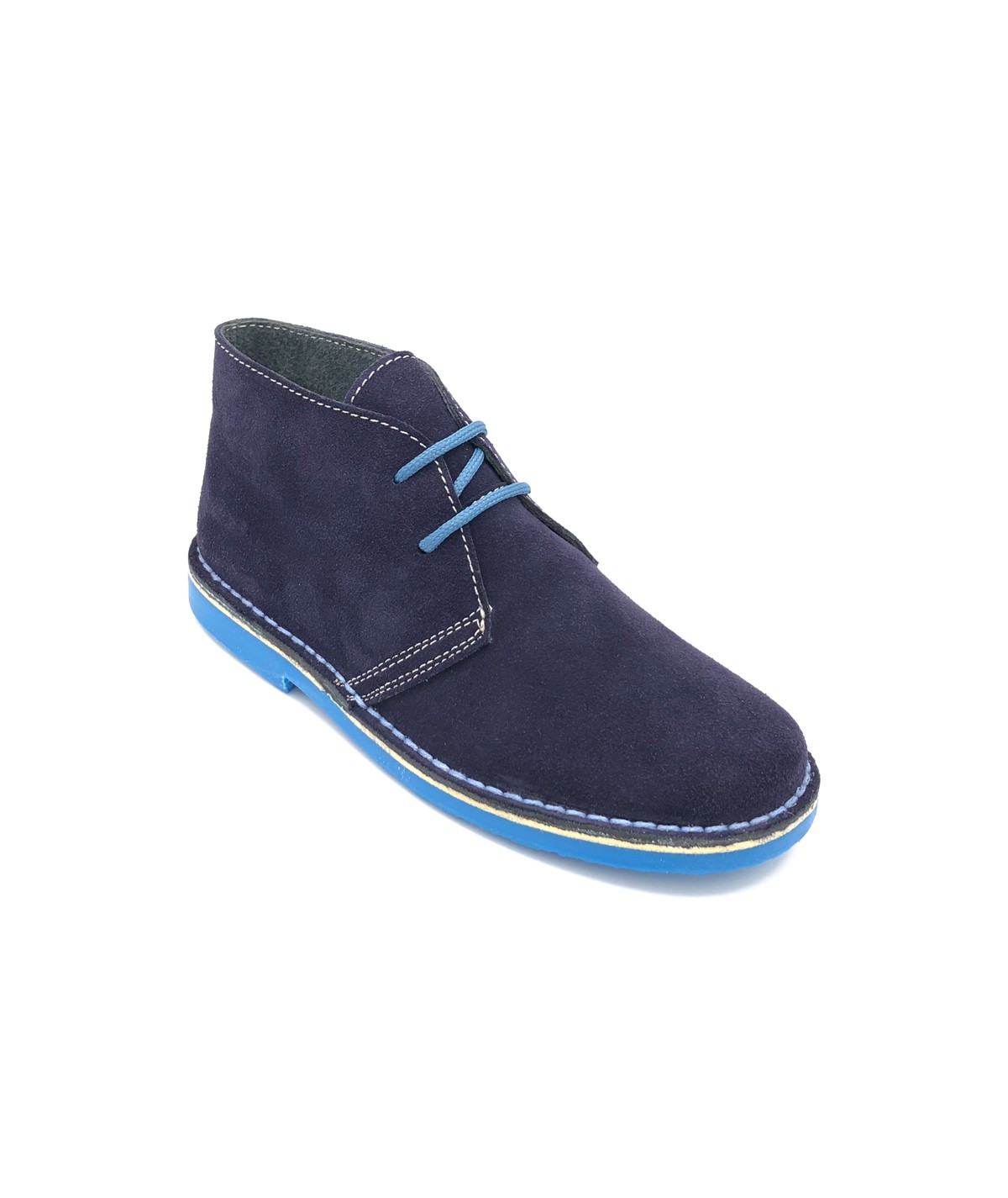 Bicolor navy and light blue desert boots for men. Amazing boots.
