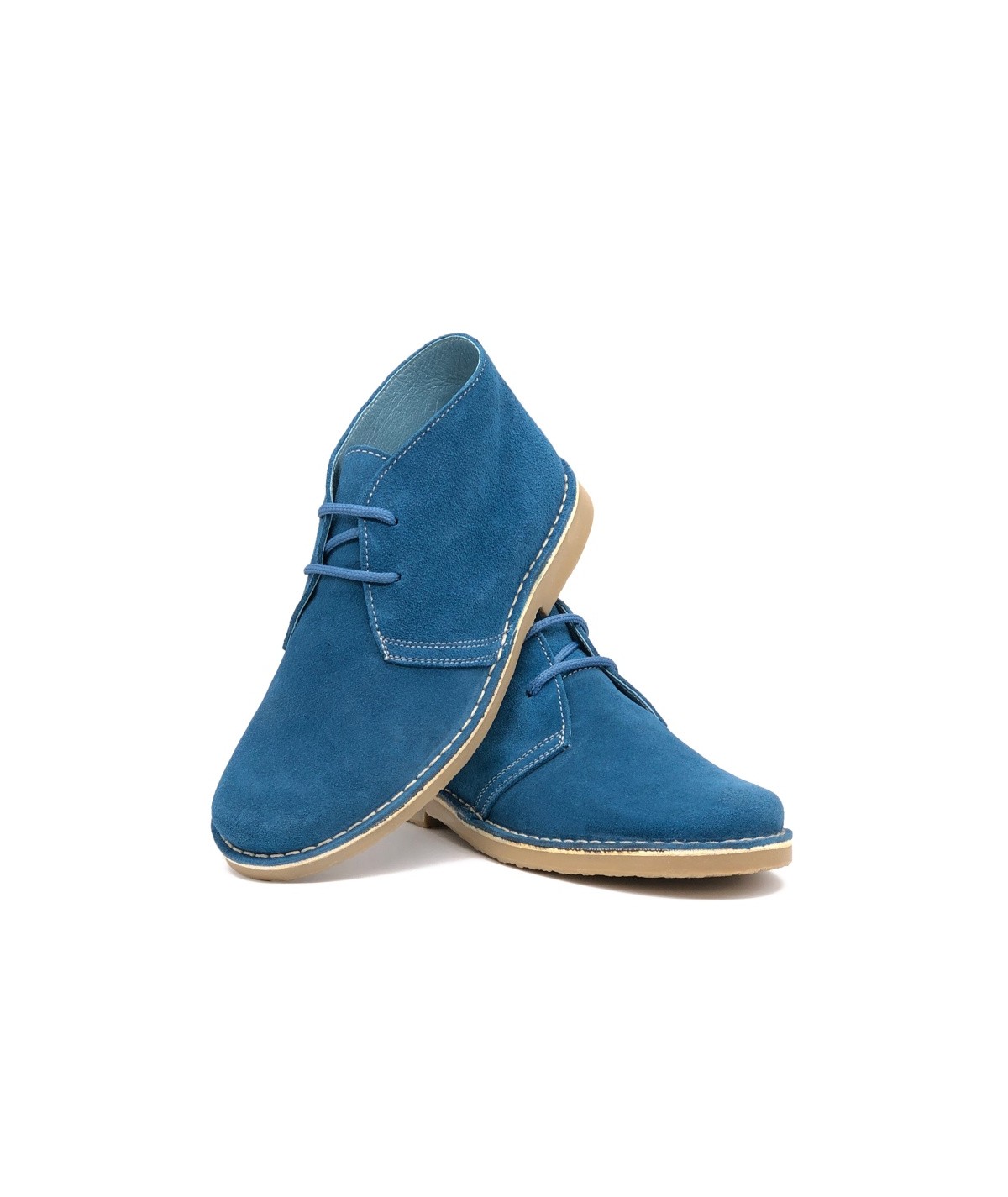 Botas safari para homem em pele de camurça azul petróleo.