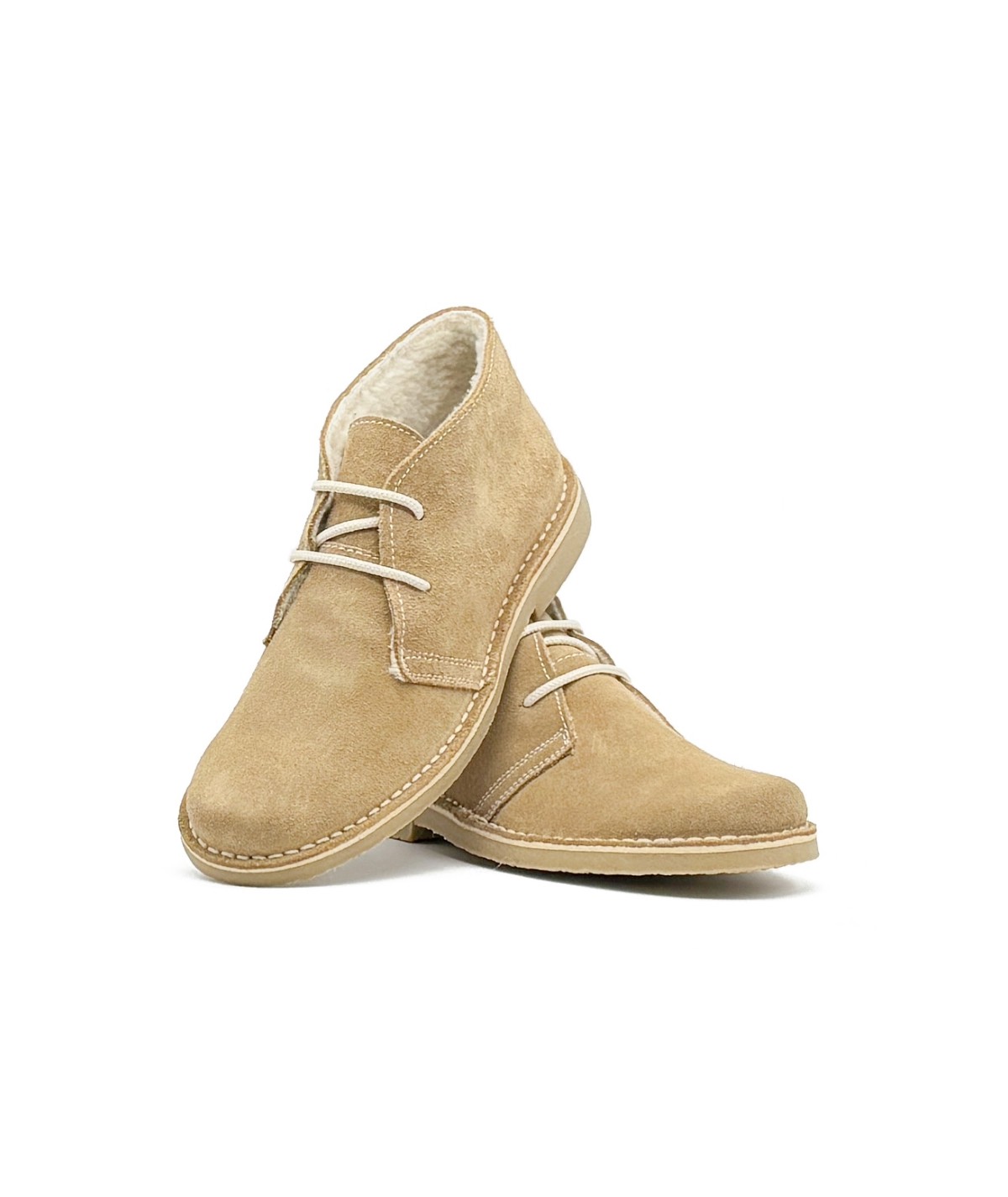 Desert boots in beige color with shearling lining in women's sizes